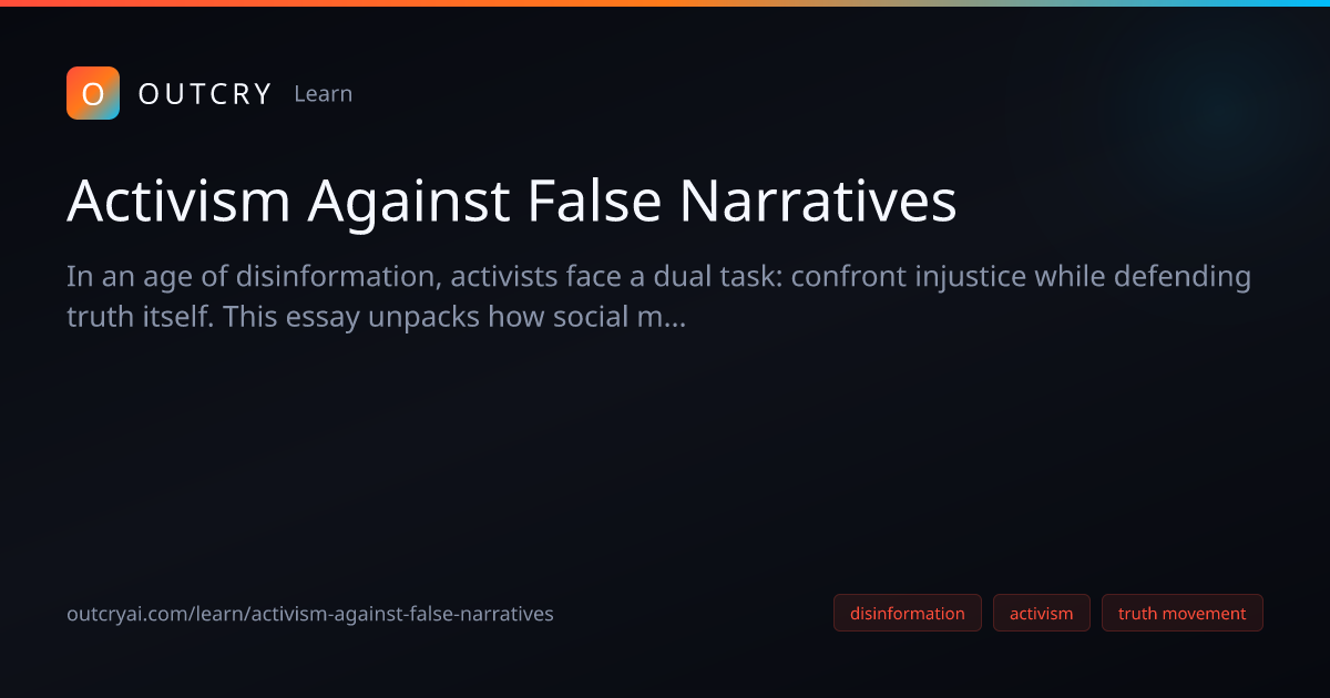 Activism Against False Narratives - Outcry AI