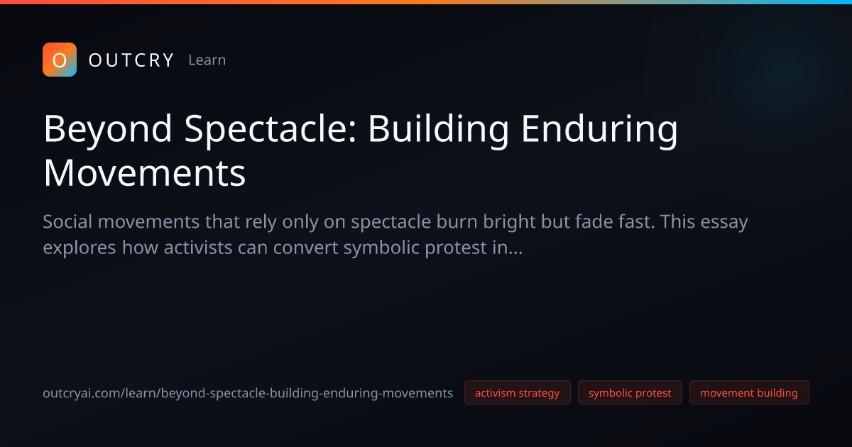 Beyond Spectacle: Building Enduring Movements - Outcry AI
