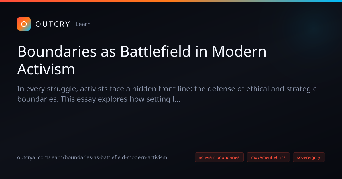 Boundaries as Battlefield in Modern Activism - Outcry AI