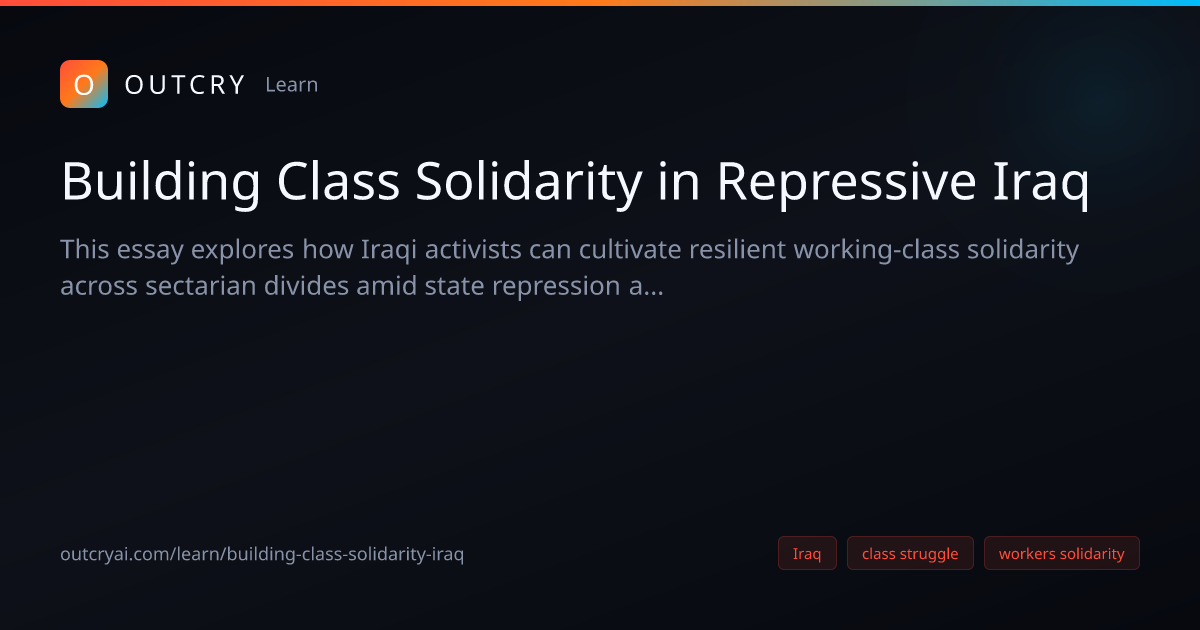 Building Class Solidarity in Repressive Iraq - Outcry AI