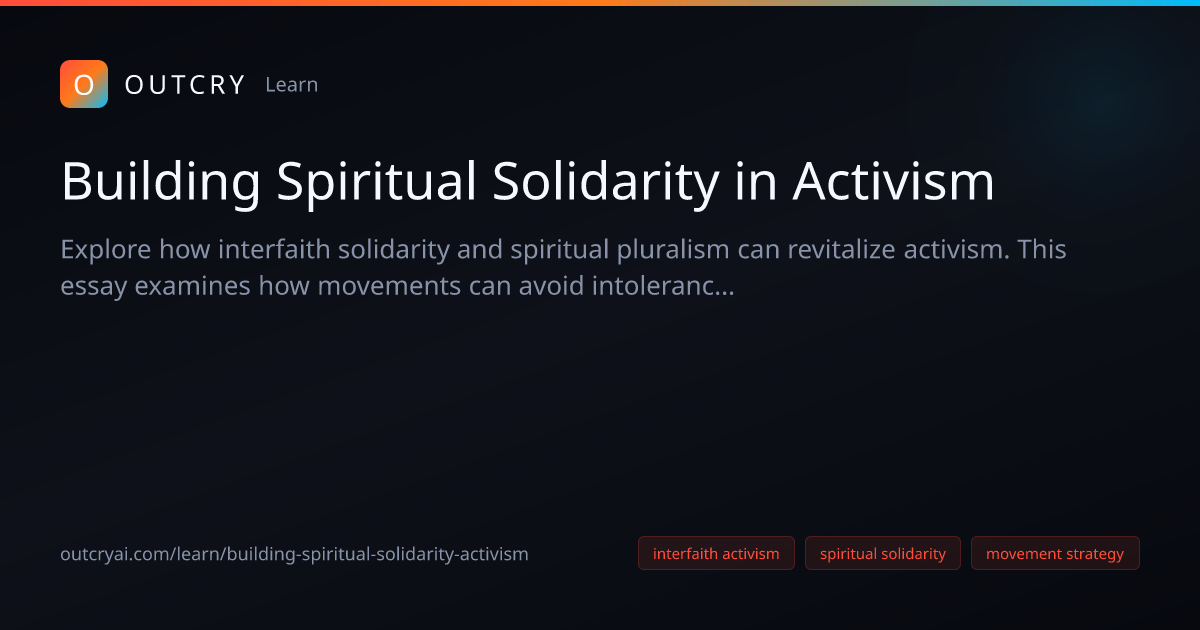 Building Spiritual Solidarity in Activism - Outcry AI