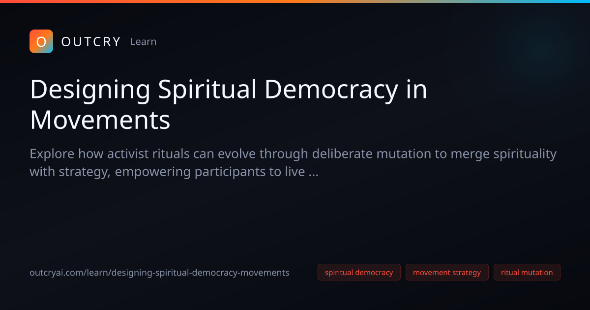Spiritual Democracy & Adaptive Activism: movement strategy - Outcry AI