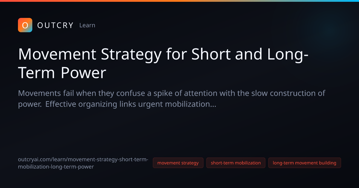 Movement Strategy: Short-Term Action, Long for Activists - Outcry AI