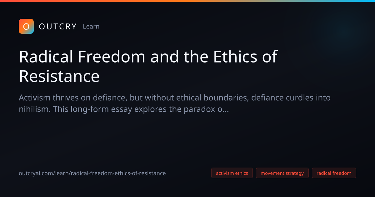 Radical Freedom and the Ethics of Resistance - Outcry AI
