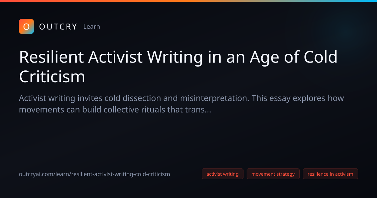 Resilient Activist Writing and Cold Criticism Strategy Guide - Outcry AI