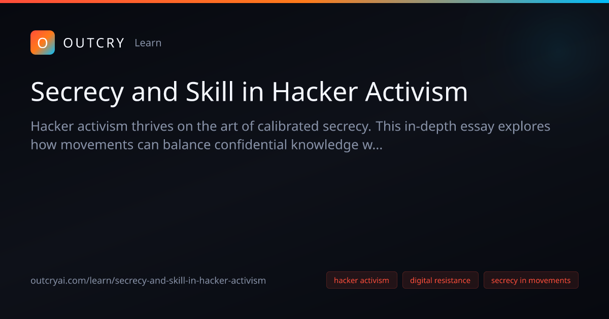 Secrecy and Skill in Hacker Activism - Outcry AI