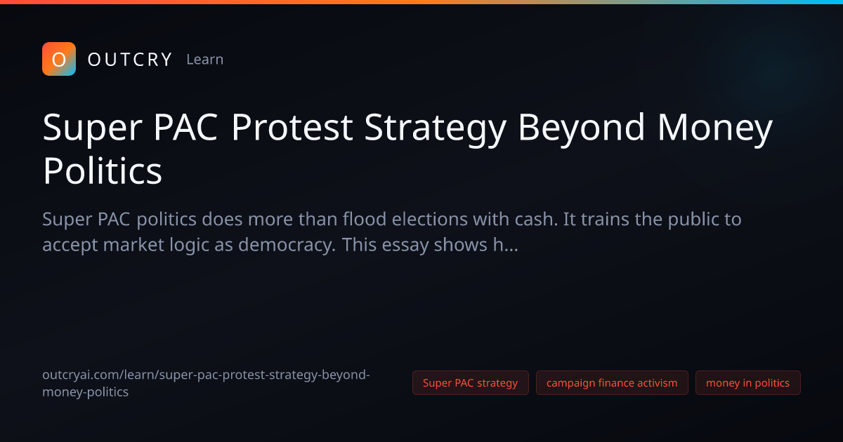 Super PAC Protest Strategy for Democracy for Activists - Outcry AI