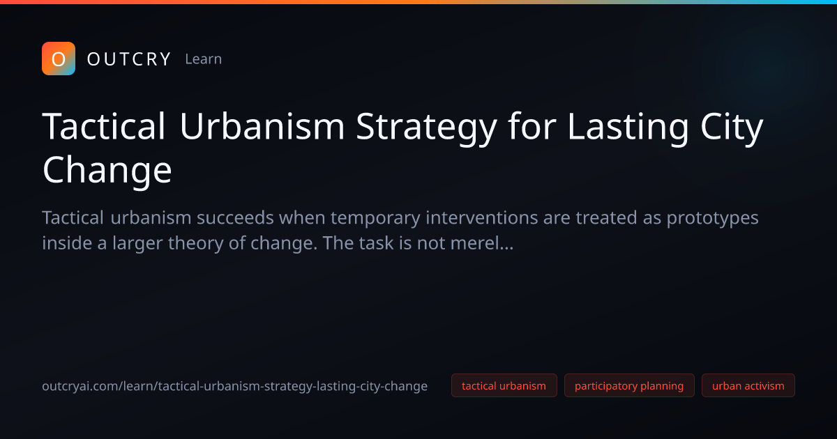 Tactical Urbanism Strategy for City Change Strategy Guide - Outcry AI